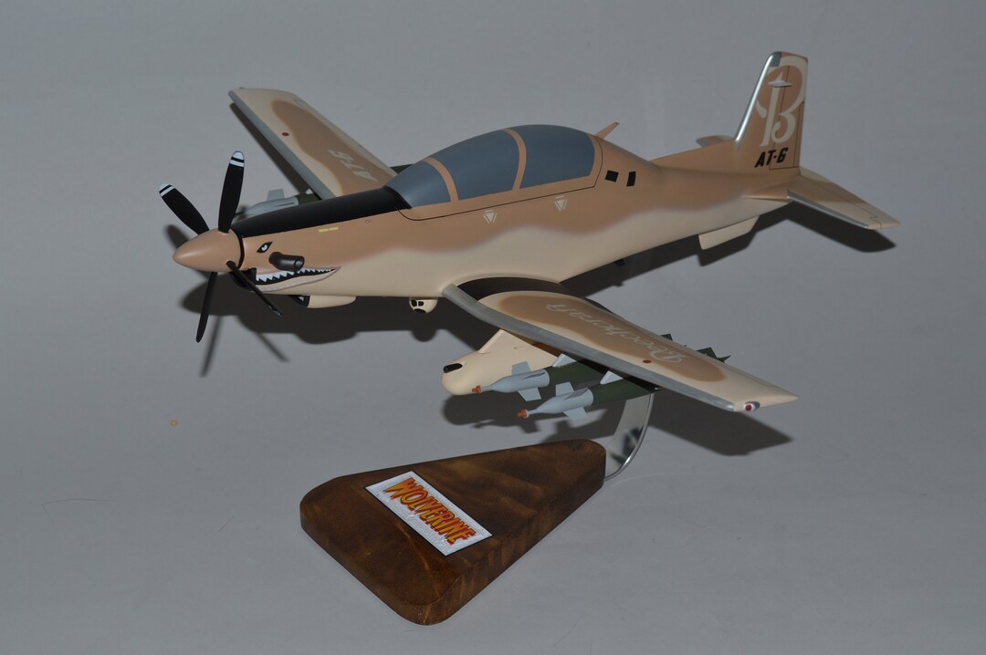 AT-6 Wolverine Light Attack Aircraft Model Hand Carved Mahogany Wood ...