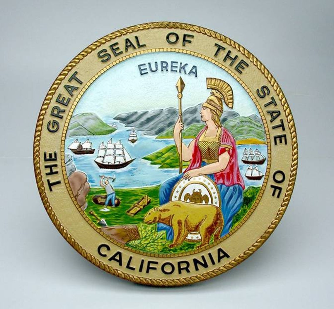 California State Seal Hand Carved and Hand Painted Mahogany - Etsy