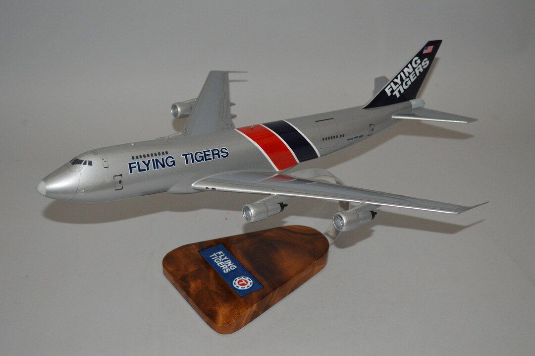 Flying Tigers Cargo Liner Boeing 747-200 Model Hand Carved Mahogany ...