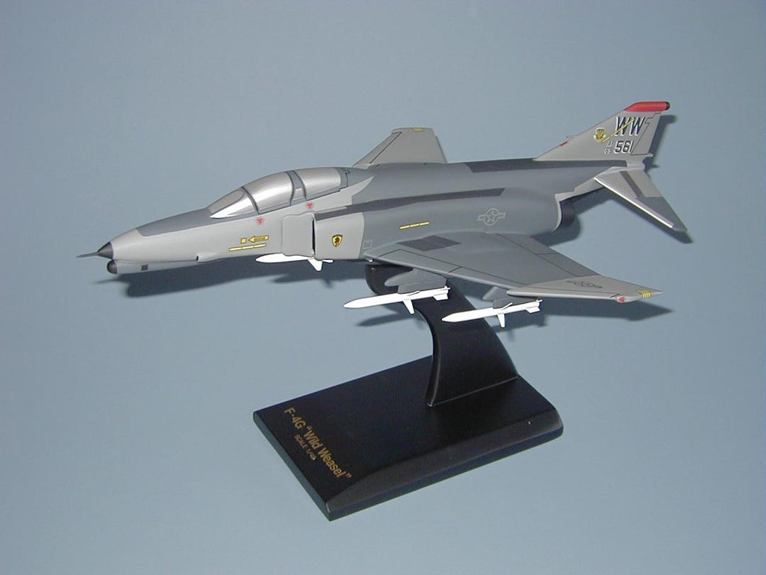 F-4G Phantom Wild Weasel Fighter USAF Model Hand Carved Mahogany Wood ...