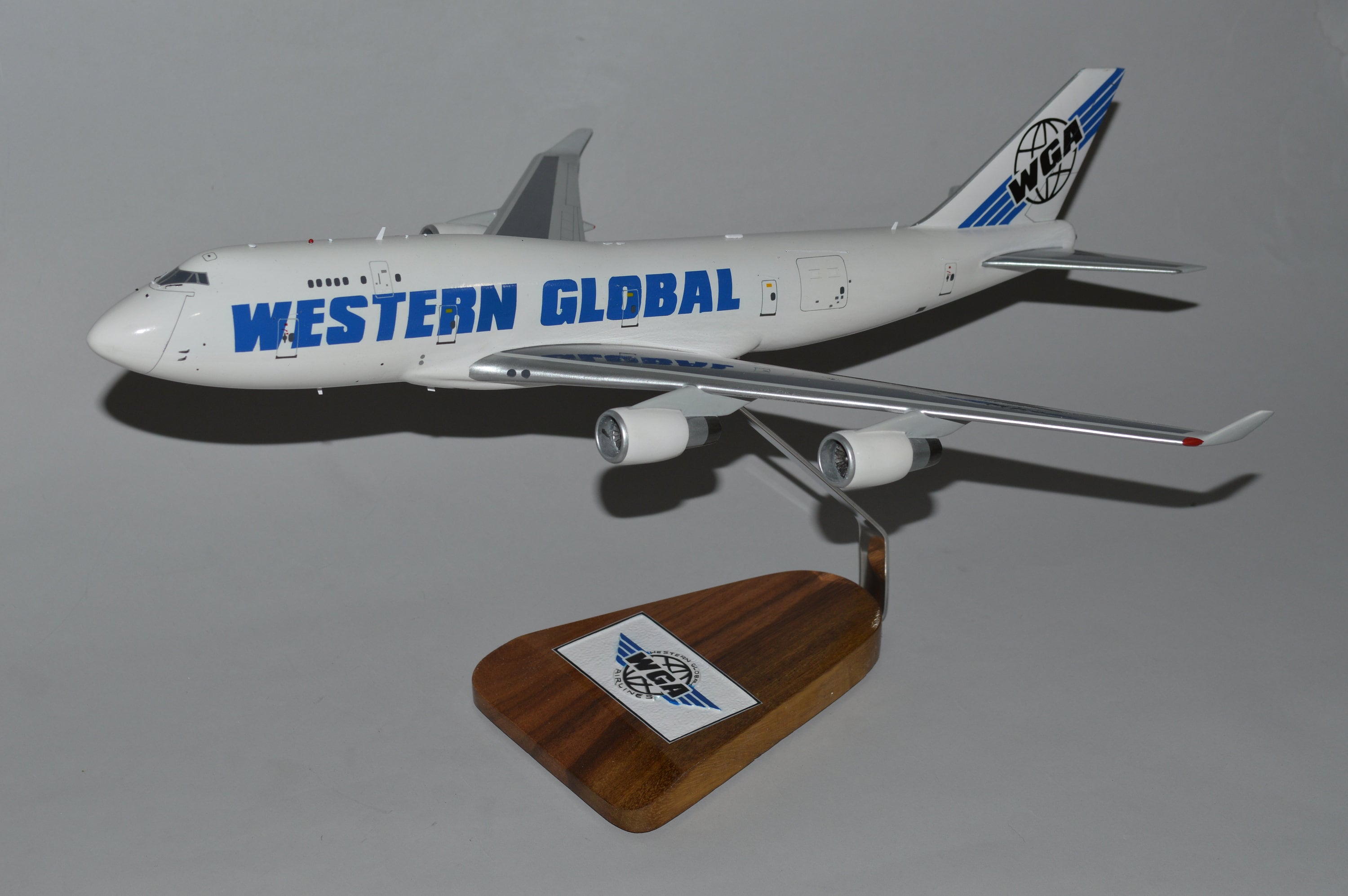 747-400 Western Global Air Cargo Freighter Model Hand Carved Mahogany ...