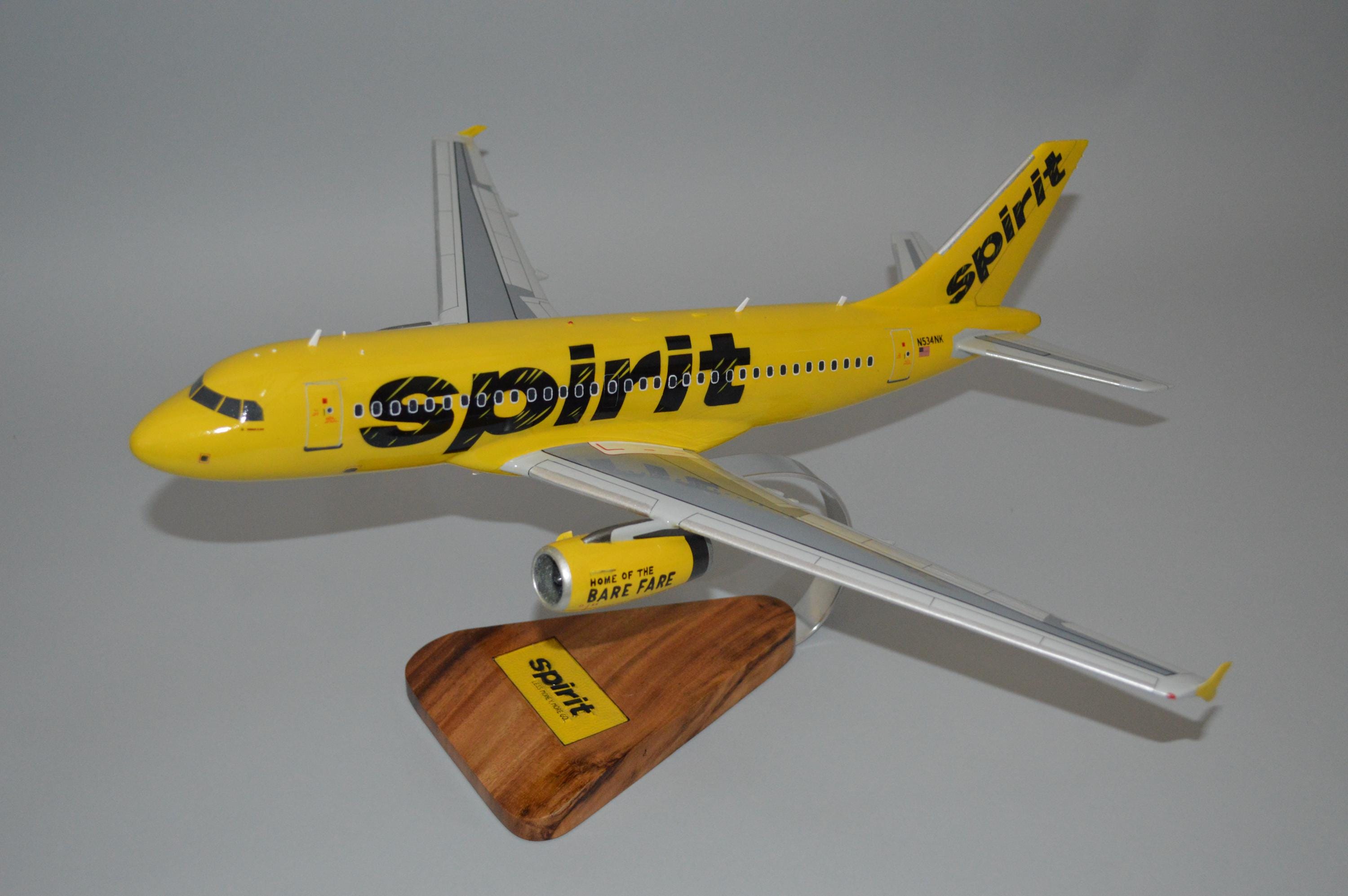 Airbus 319 A319 Spirit Airlines Model Hand Carved Mahogany Wood Replica ...