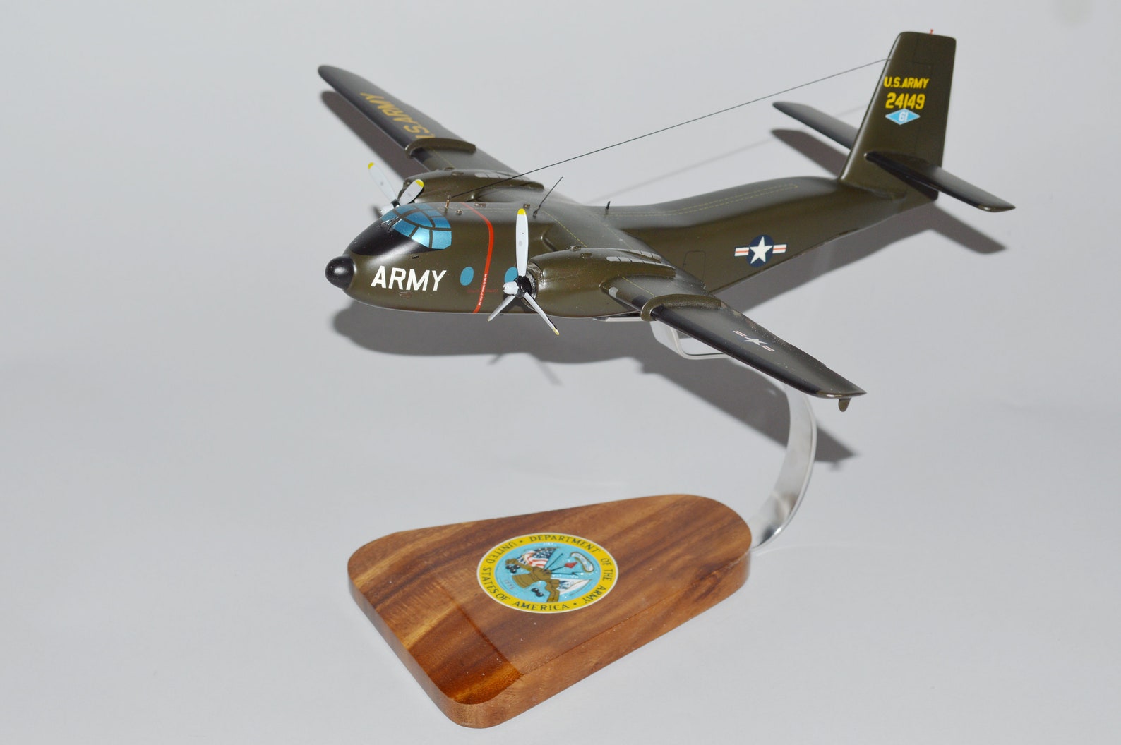 Dehavilland C-7 CV-2 Caribou US Army Cargo Airplane Model Hand Carved ...
