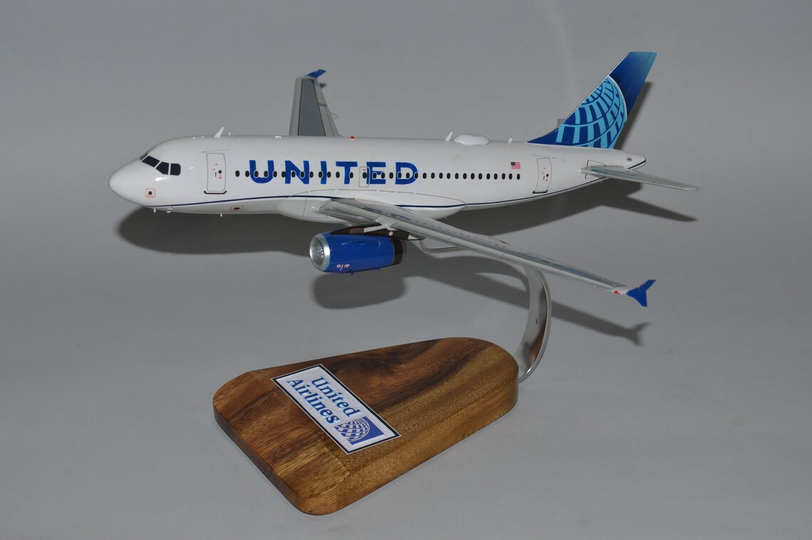Airbus 319 A319 United Airlines Model Hand Carved Mahogany Wood Replica ...