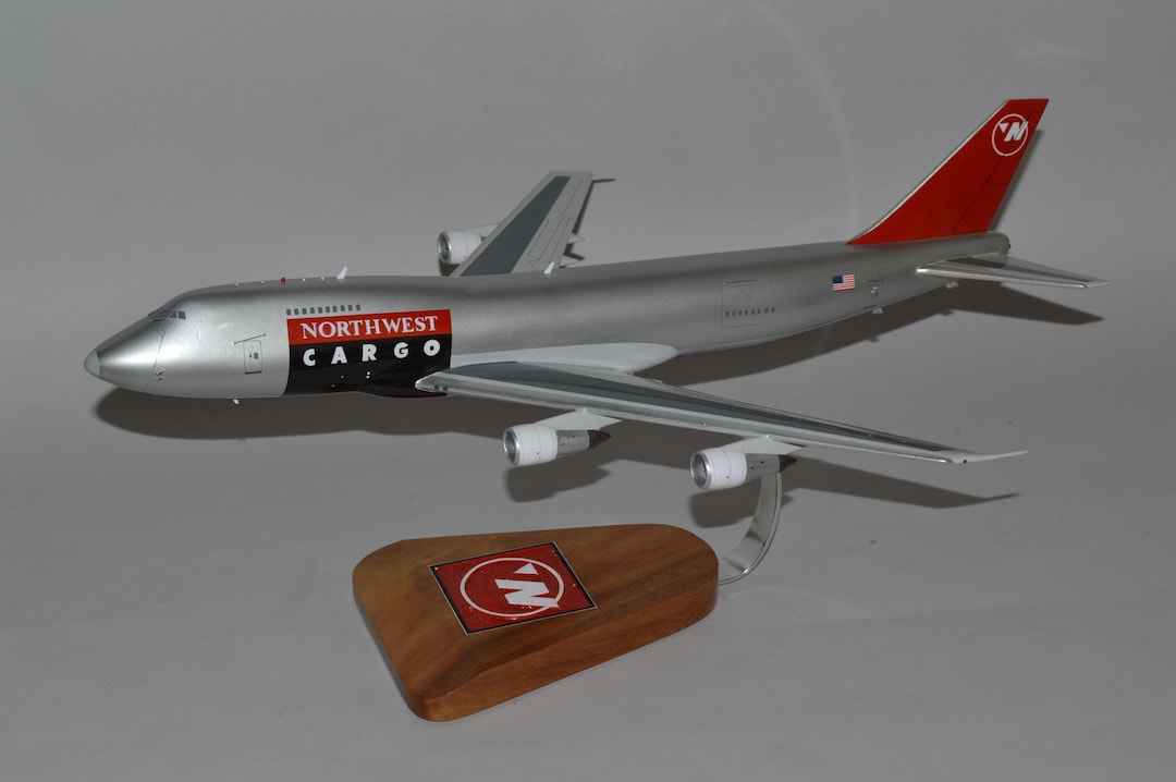 Boeing 747 Northwest Cargo Hand Carved Mahogany Wood Replica Desktop ...