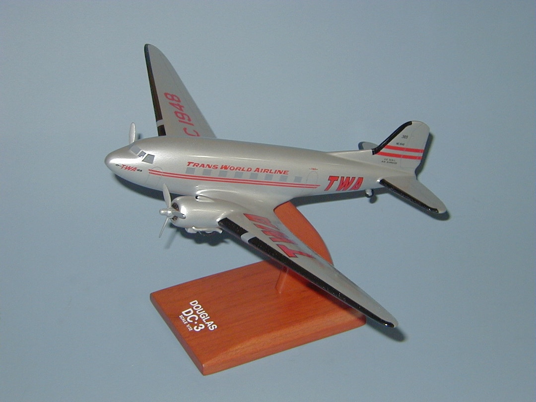 Douglas DC-3 TWA Trans World Model Hand Carved Mahogany Wood Replica ...
