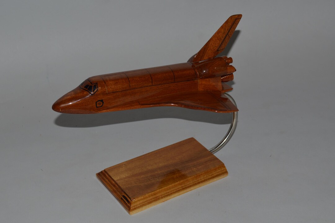 NASA Space Shuttle Natural Stained Wood Model Hand Carved Mahogany Wood ...