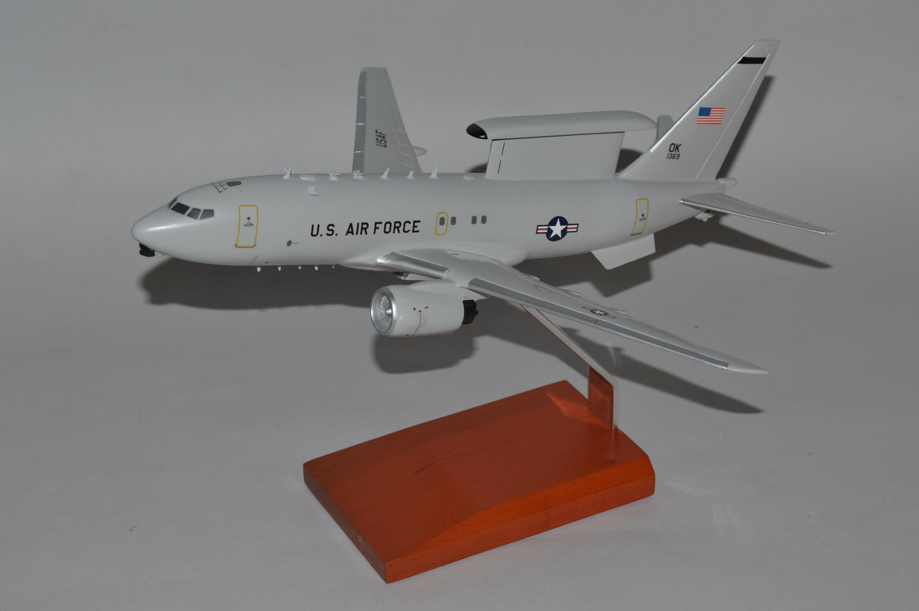 Boeing E-7A Wedgetail AWACS USAF Airplane Model Hand Carved Mahogany ...