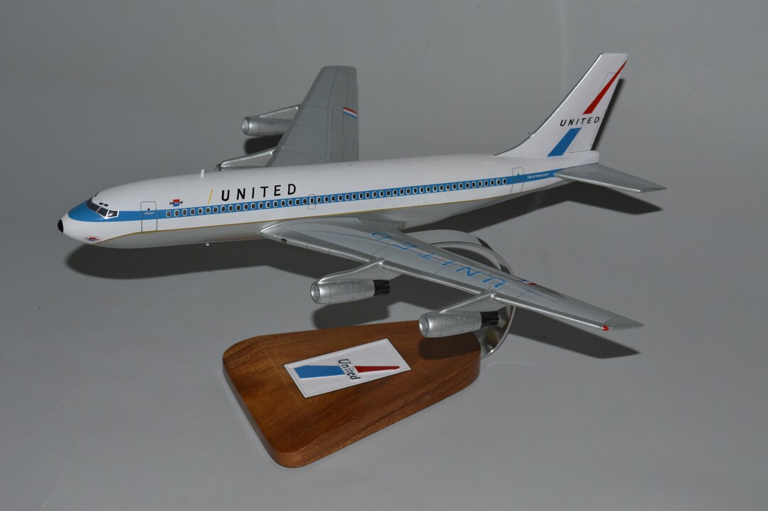 Boeing 720 B720 United Airlines Model Hand Carved Mahogany Wood Replica ...