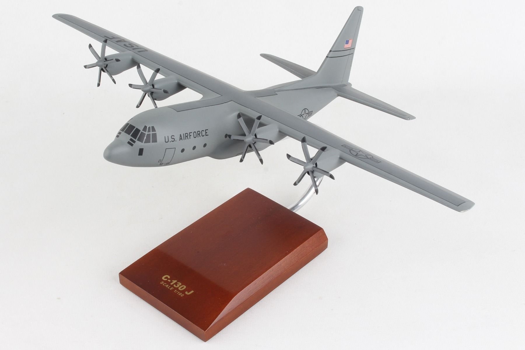 Lockheed C-130J Hercules USAF Cargo Airplane Model Hand Carved Mahogany Wood Replica Desktop ...