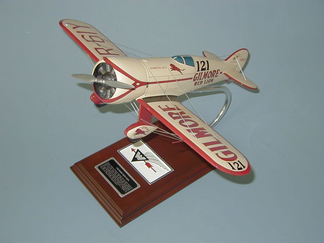 Gilmore Red Lion Race Airplane Model Hand Carved Mahogany Wood Replica ...