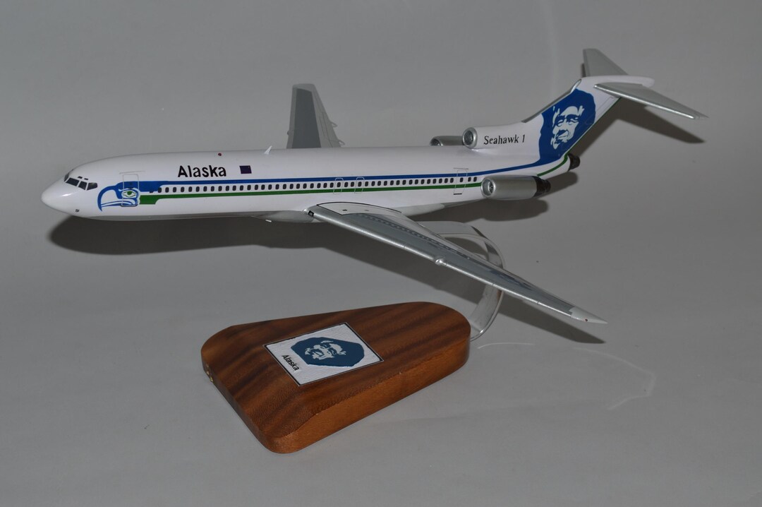 Boeing 727 Alaska Airlines SEAHAWK Mahogany Wood Airplane Desktop Model ...