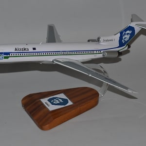 Boeing 727 Alaska Airlines SEAHAWK Mahogany Wood Airplane Desktop Model ...