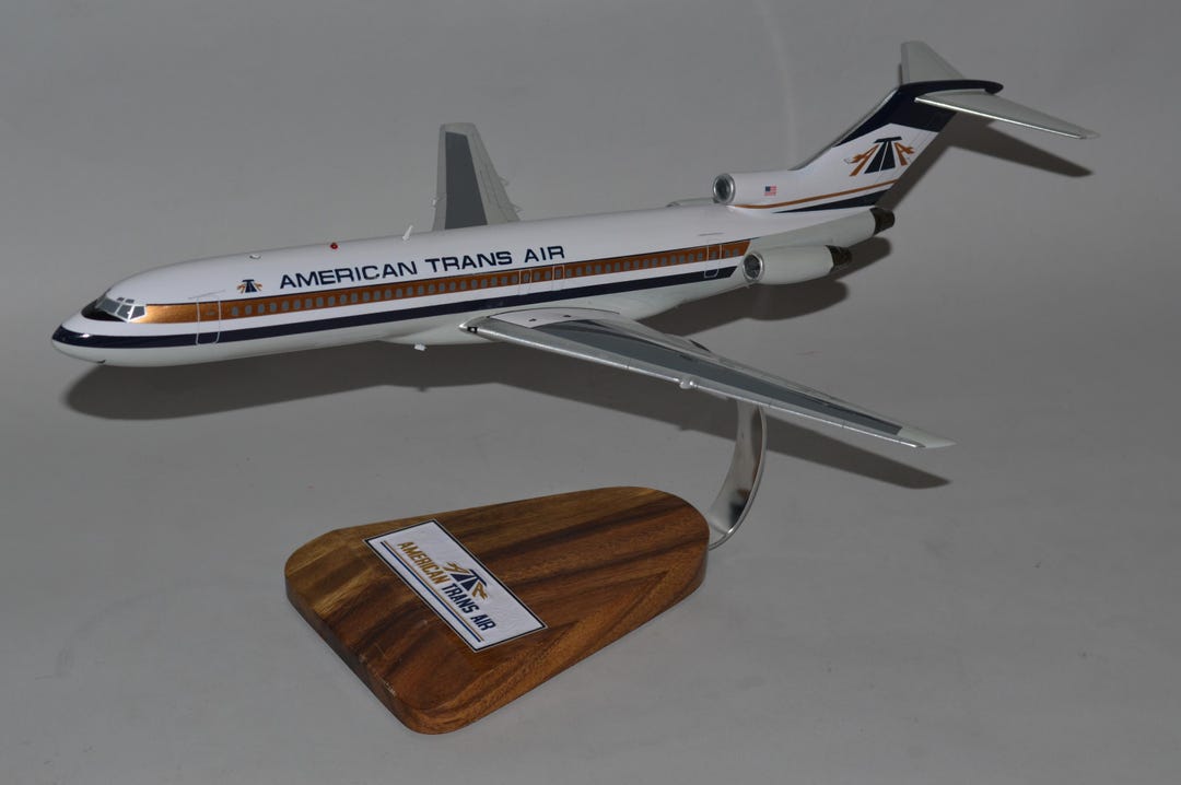 Boeing 727 American Trans Air ATA Mahogany Wood Airplane Desktop Model ...