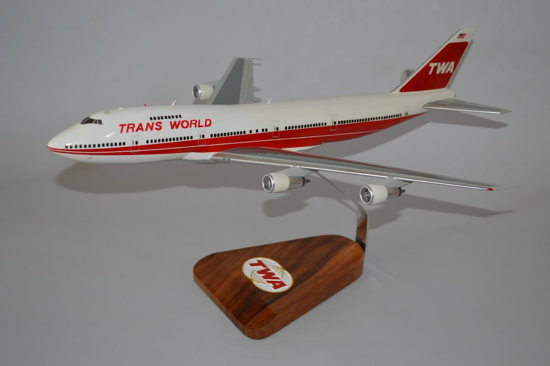 Boeing 747-200 747 TWA Hand Carved Mahogany Wood Replica Desktop ...