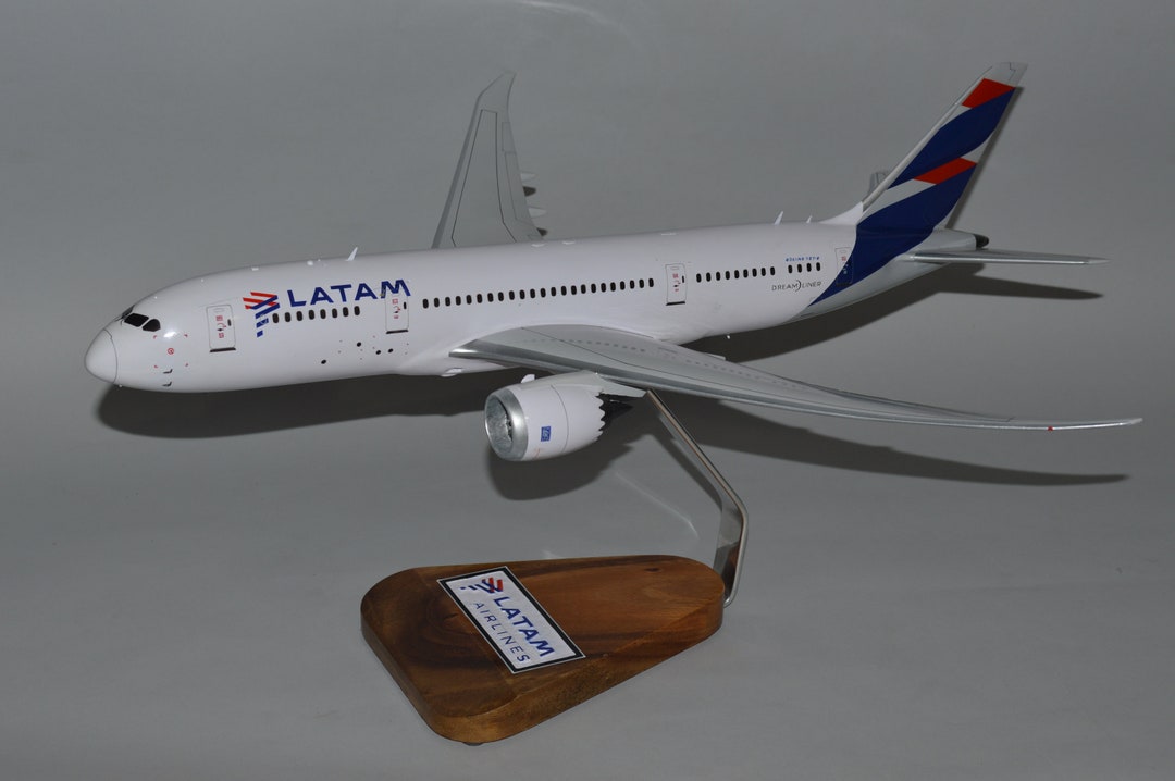Boeing 787 Dreamliner LATAM Chilean Airline Airplane Model Hand Carved Mahogany Wood Replica ...
