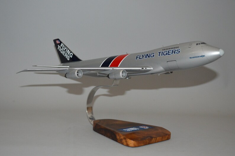 Flying Tigers Cargo Liner Boeing 747-200 Model Hand Carved Mahogany ...