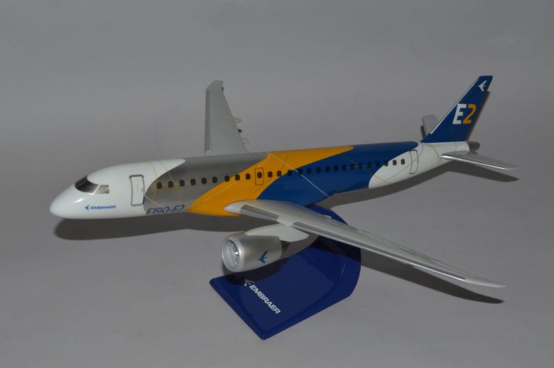 Embraer E190 Corporate Airplane Model Hand Carved Mahogany Wood Replica ...