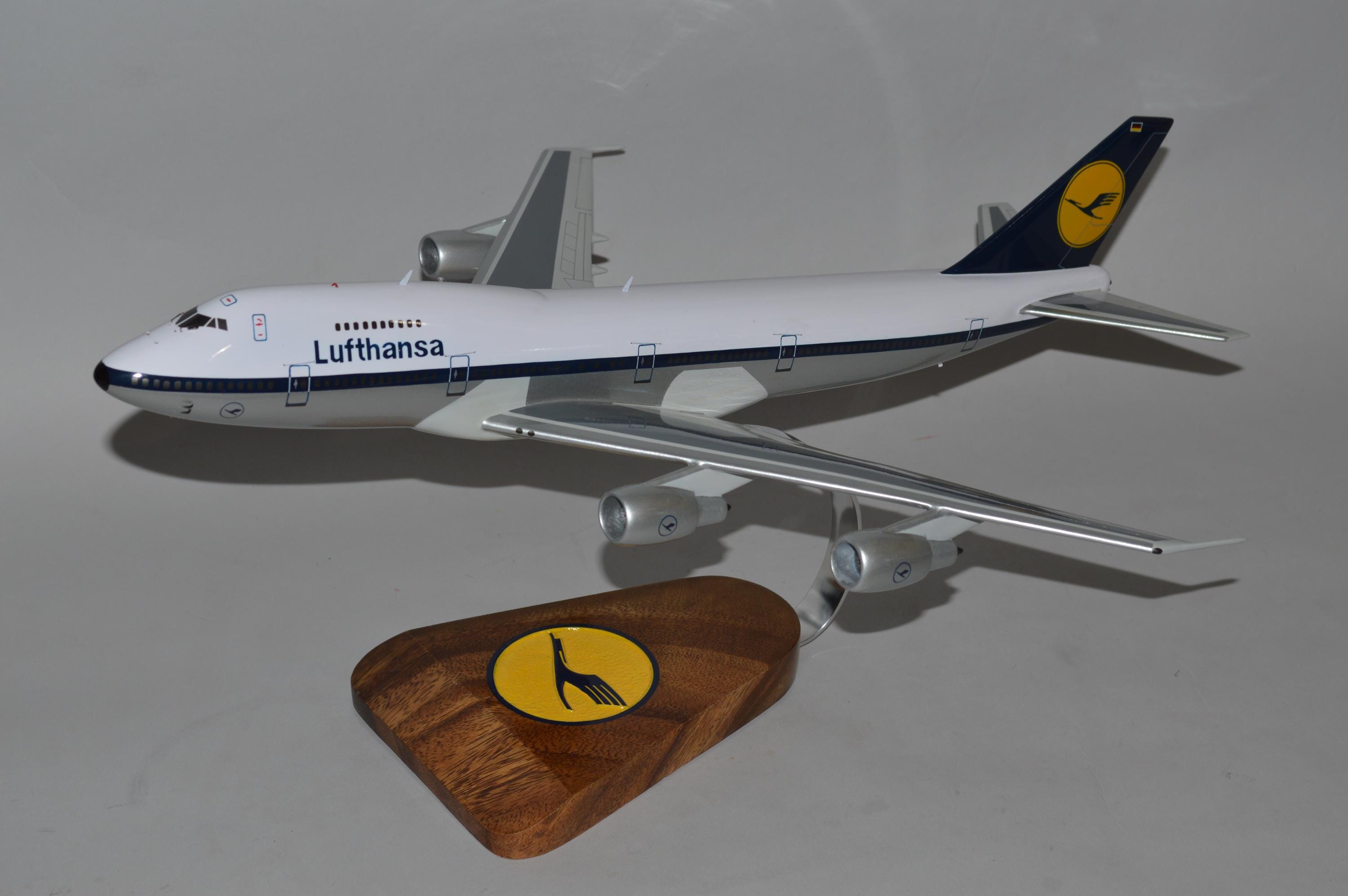 Boeing 747-200 Lufthansa Hand Carved Mahogany Wood Replica Desktop ...