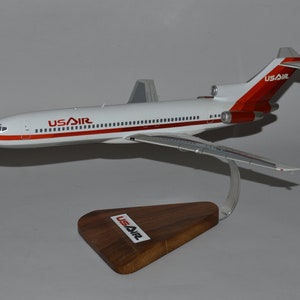 727-200 US Air Airliner Boeing Model Hand Carved Mahogany Wood Replica ...