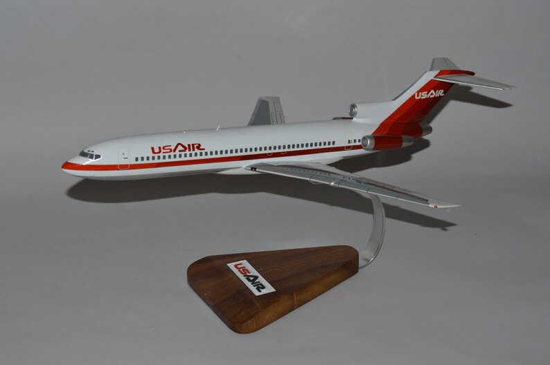 727-200 US Air Airliner Boeing Model Hand Carved Mahogany Wood Replica ...