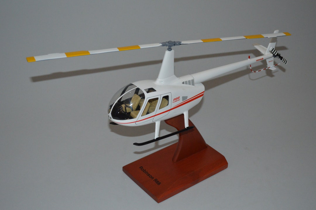 Robinson R-66 R66 Helicopter Airplane Model Hand Carved Mahogany Wood ...