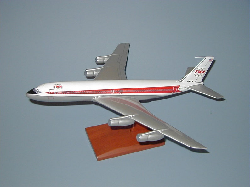 Boeing 707 Trans World Airlines TWA Airplane Model Hand Carved Mahogany ...