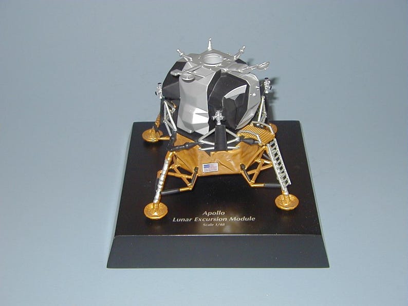 NASA Apollo Lunar Excursion Module LEM Spacecraft Model Hand Carved Mahogany Wood Replica ...