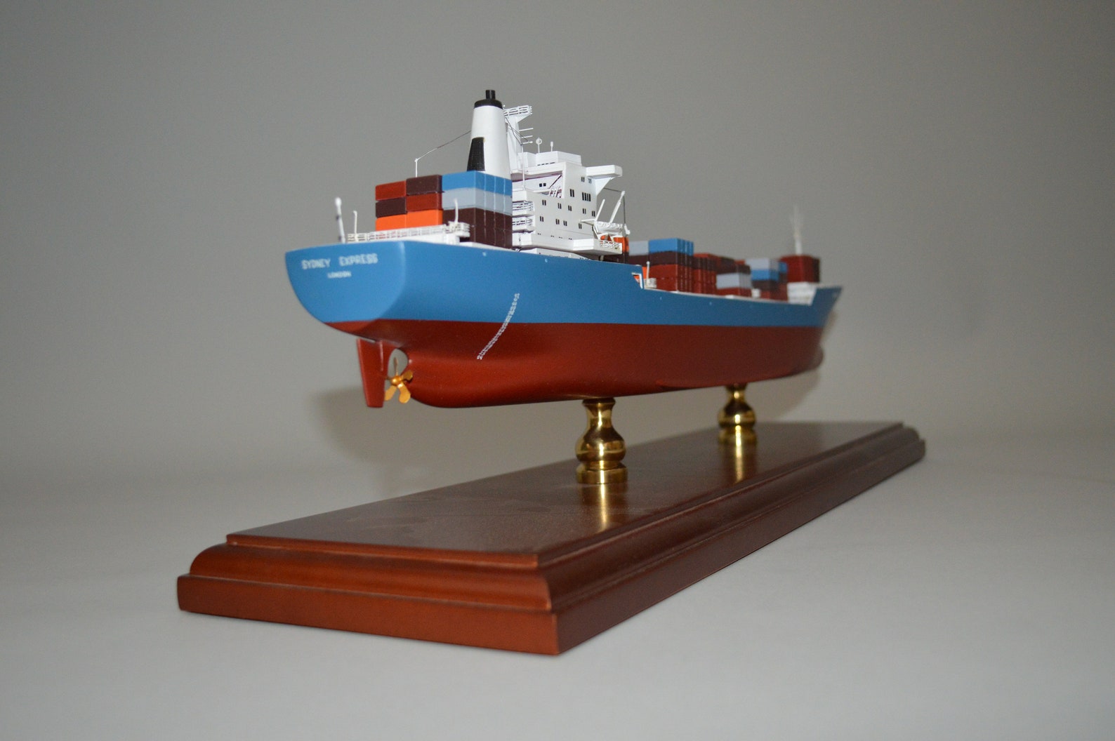 Syndey Container Cargo Ship Model Hand Carved Mahogany Wood Replica ...