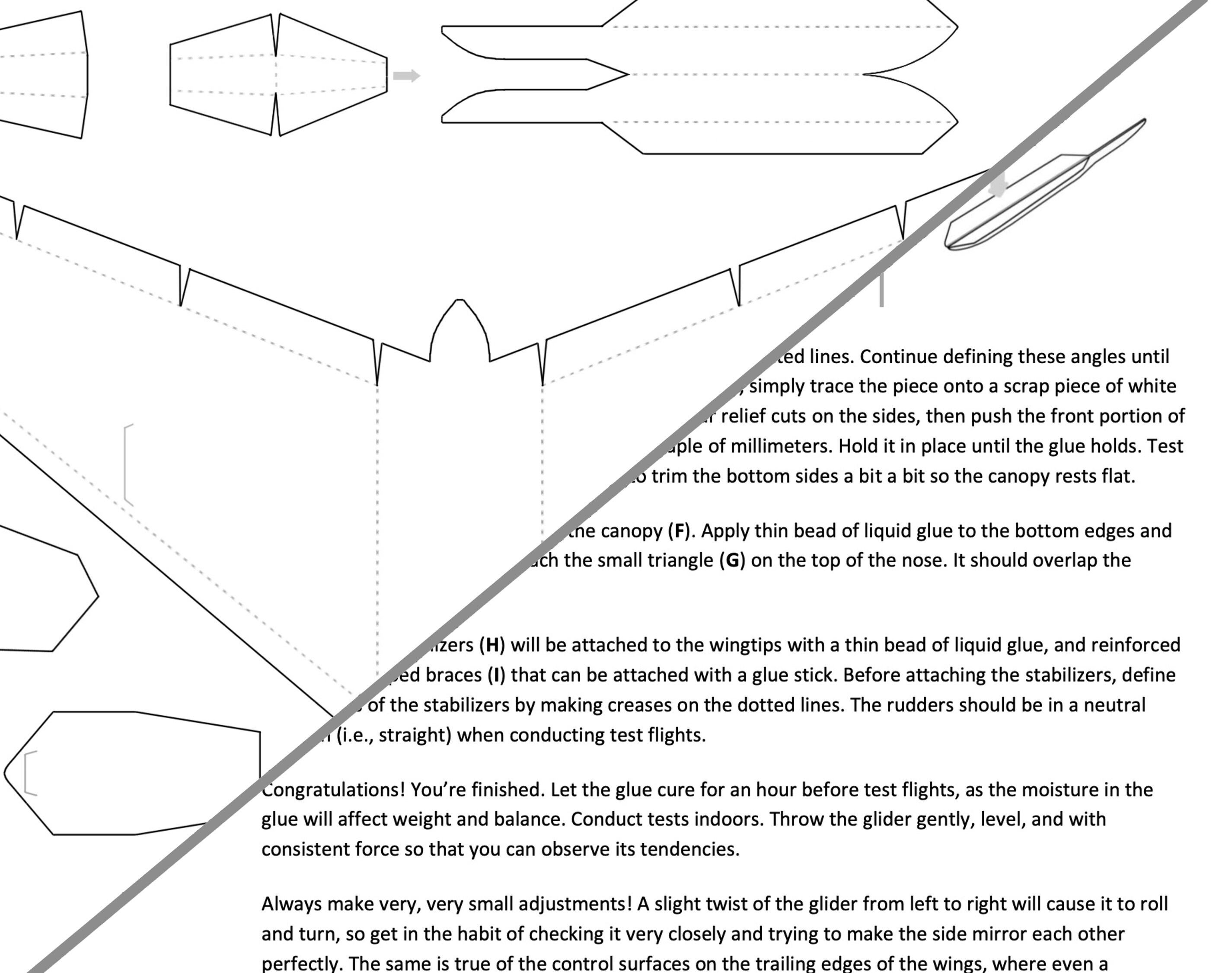 Card Stock Flying Wing Glider—plans and Instructions (PDF Raster File ...