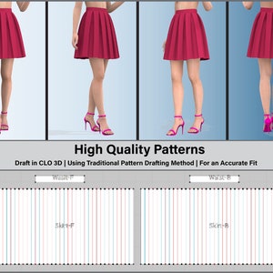 Digital Box Pleated Skirt Pattern Garment File for CLO 3D | Marvelous ...