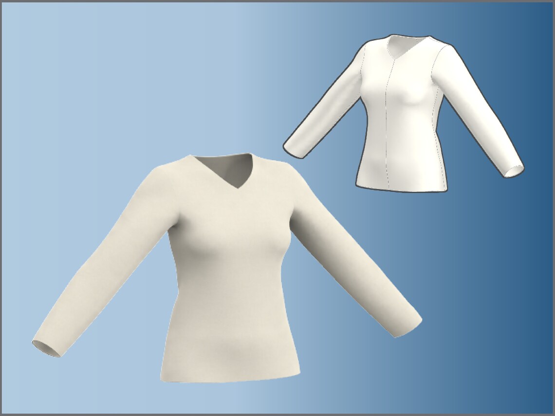 Basic Top Pattern Block Long Sleeve for Clo3d/ai - Etsy