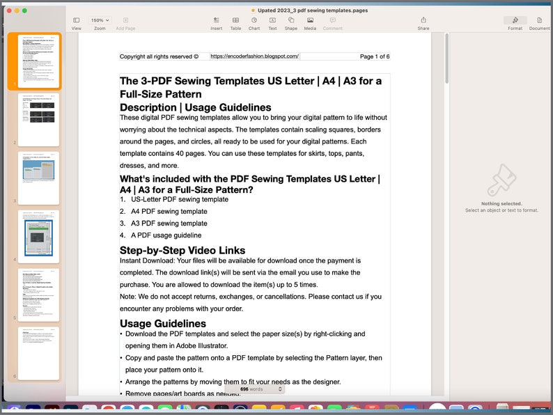 3 PDF | Digital Sewing Templates Us-letter | A4 | A3 - Etsy
