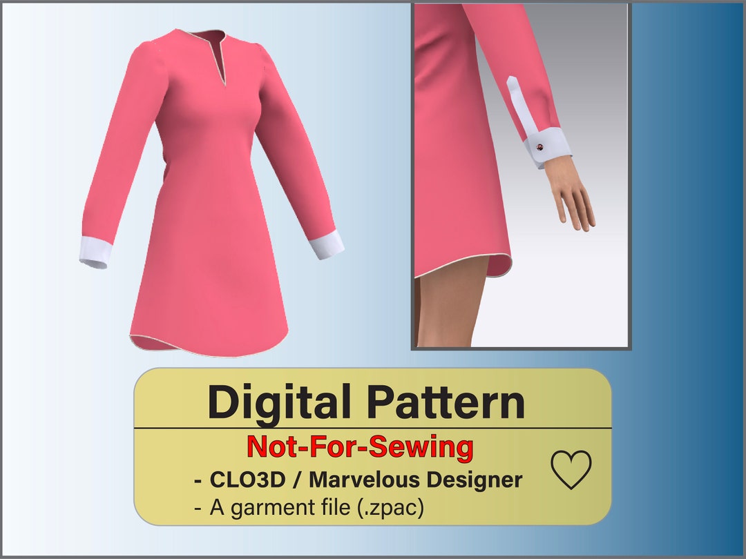 Basic Top With Sleeve Cuff Pattern Garment File for CLO 3D | Marvelous ...