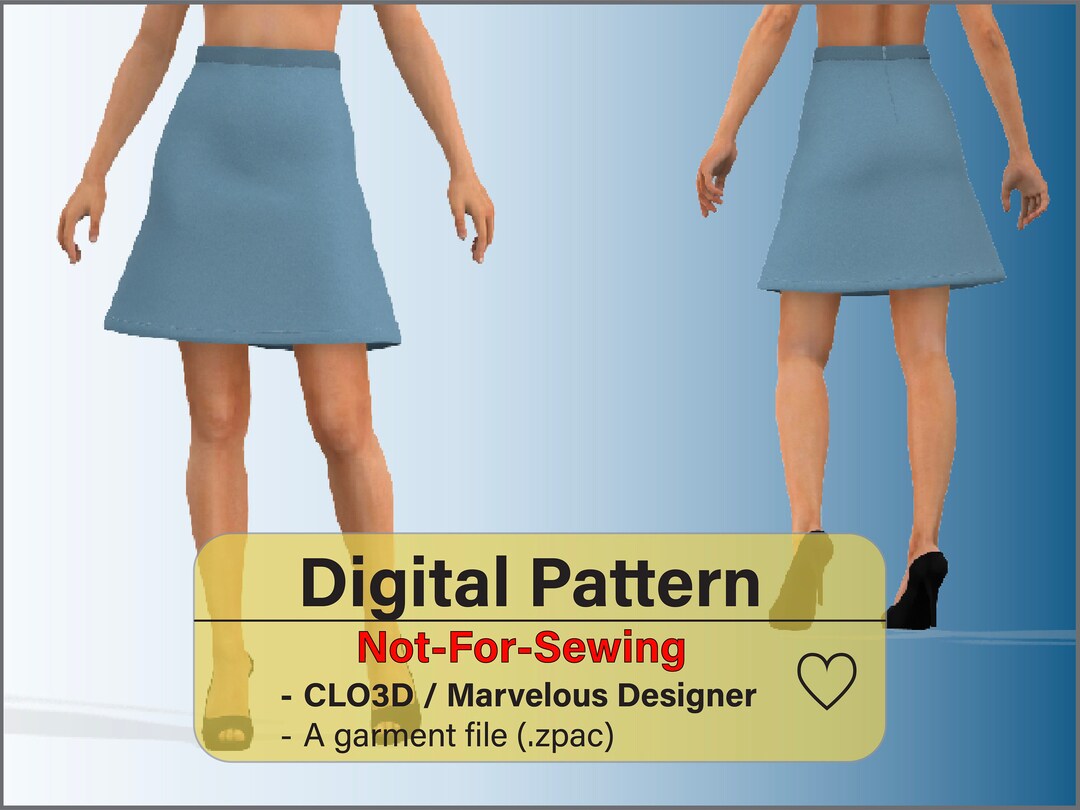 Digital Basic Skirt Pattern Garment File for CLO 3D | Marvelous ...