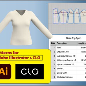 Basic Top Pattern Block Long Sleeve for Clo3d/ai - Etsy