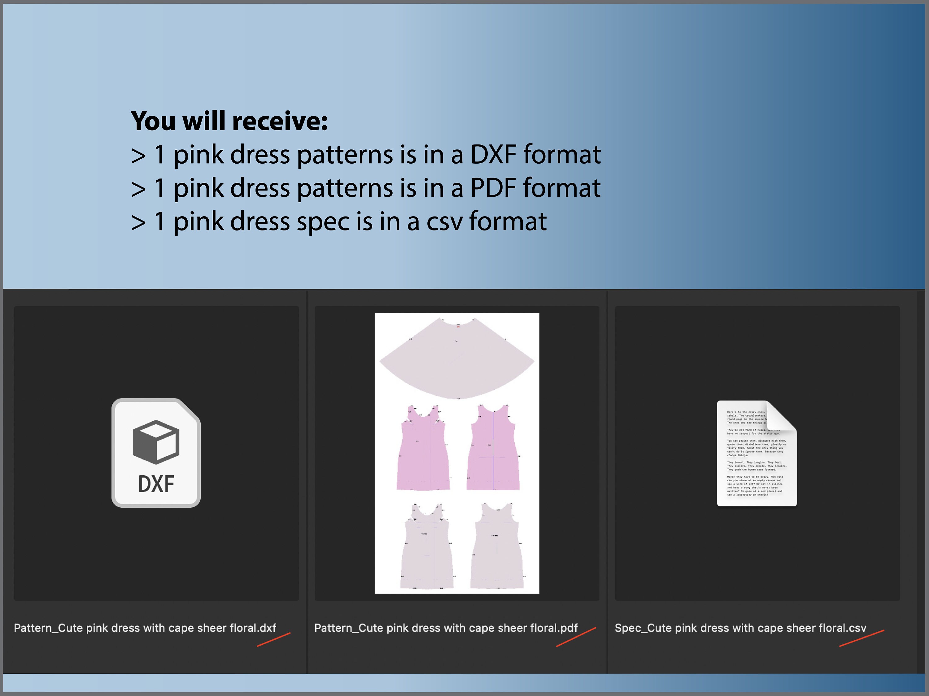 Cute Pink Dress With Cape Pattern DXF/PDF for Clo3d/ai - Etsy