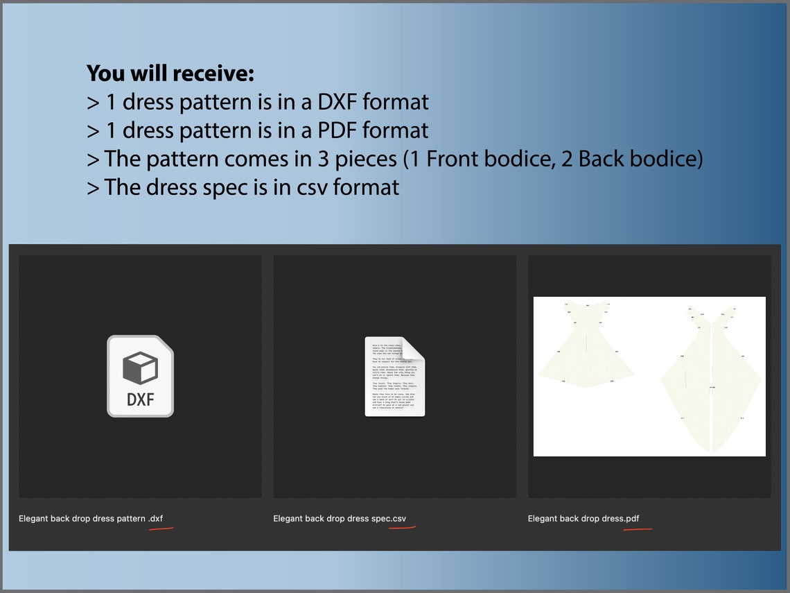 Backdrop Dress Pattern DXF/PDF Format for Clo3d/ai - Etsy