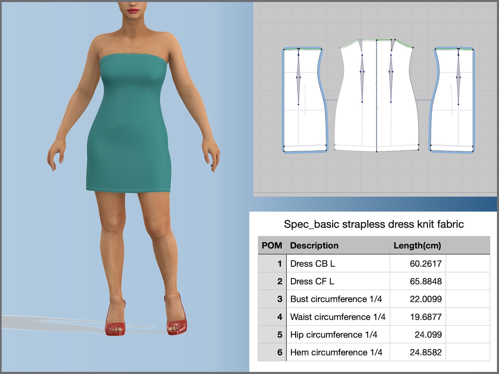 Basic Strapless Dress Knit Fabric Pattern for Clo3d/ai is Not for ...