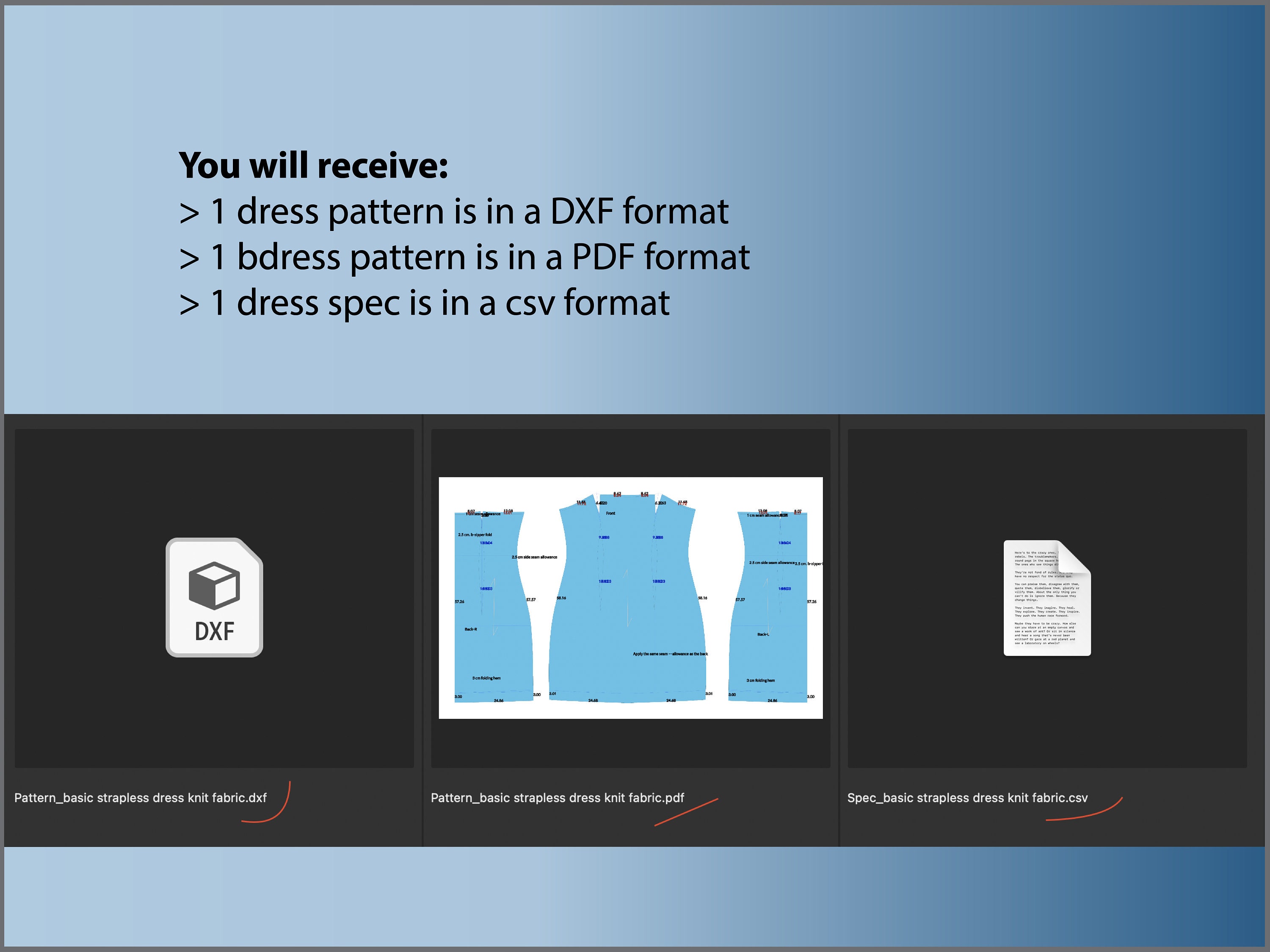 Basic Strapless Dress Knit Fabric Pattern for Clo3d/ai is Not - Etsy