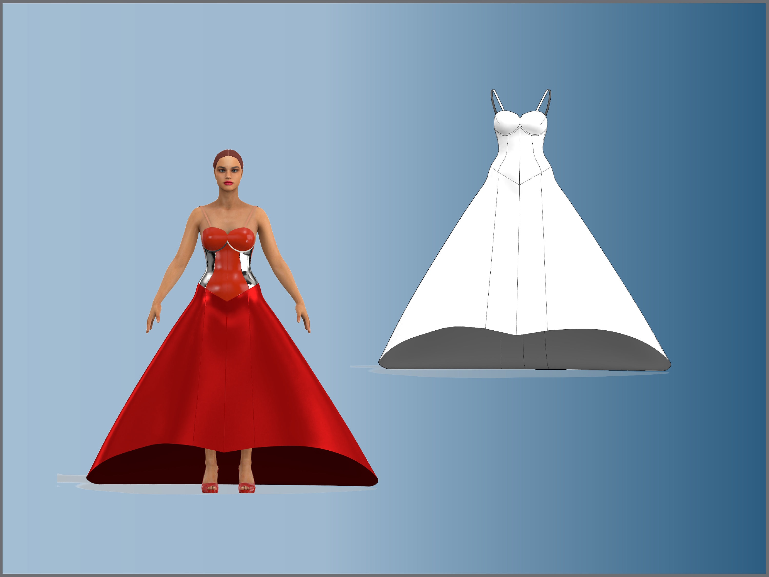 Backless Evening Dress With Train Pattern DXF/PDF for Clo3d/ai - Etsy
