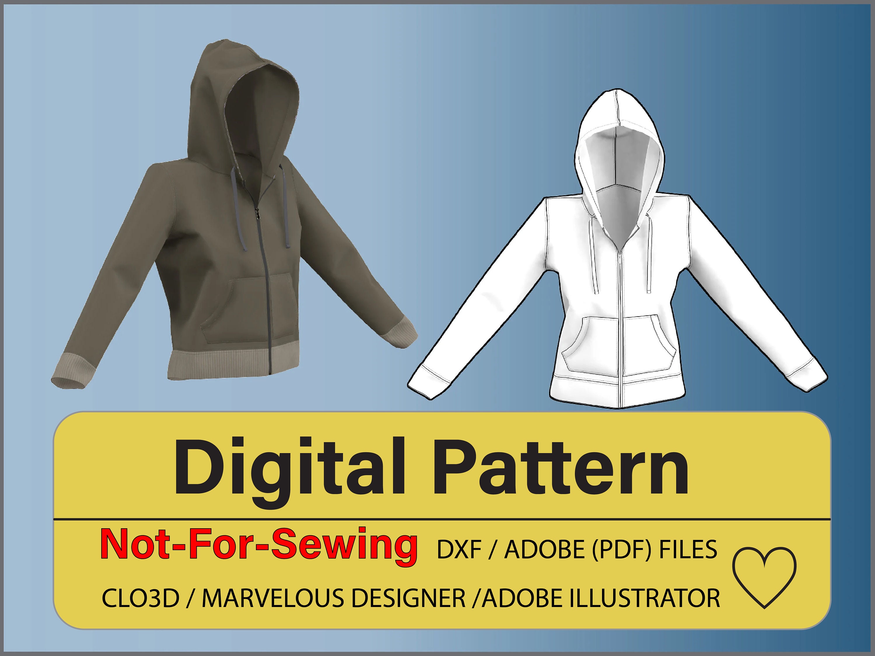 Women's Basic Hoodie Pattern DXF/PDF for Clo3d/ai - Etsy