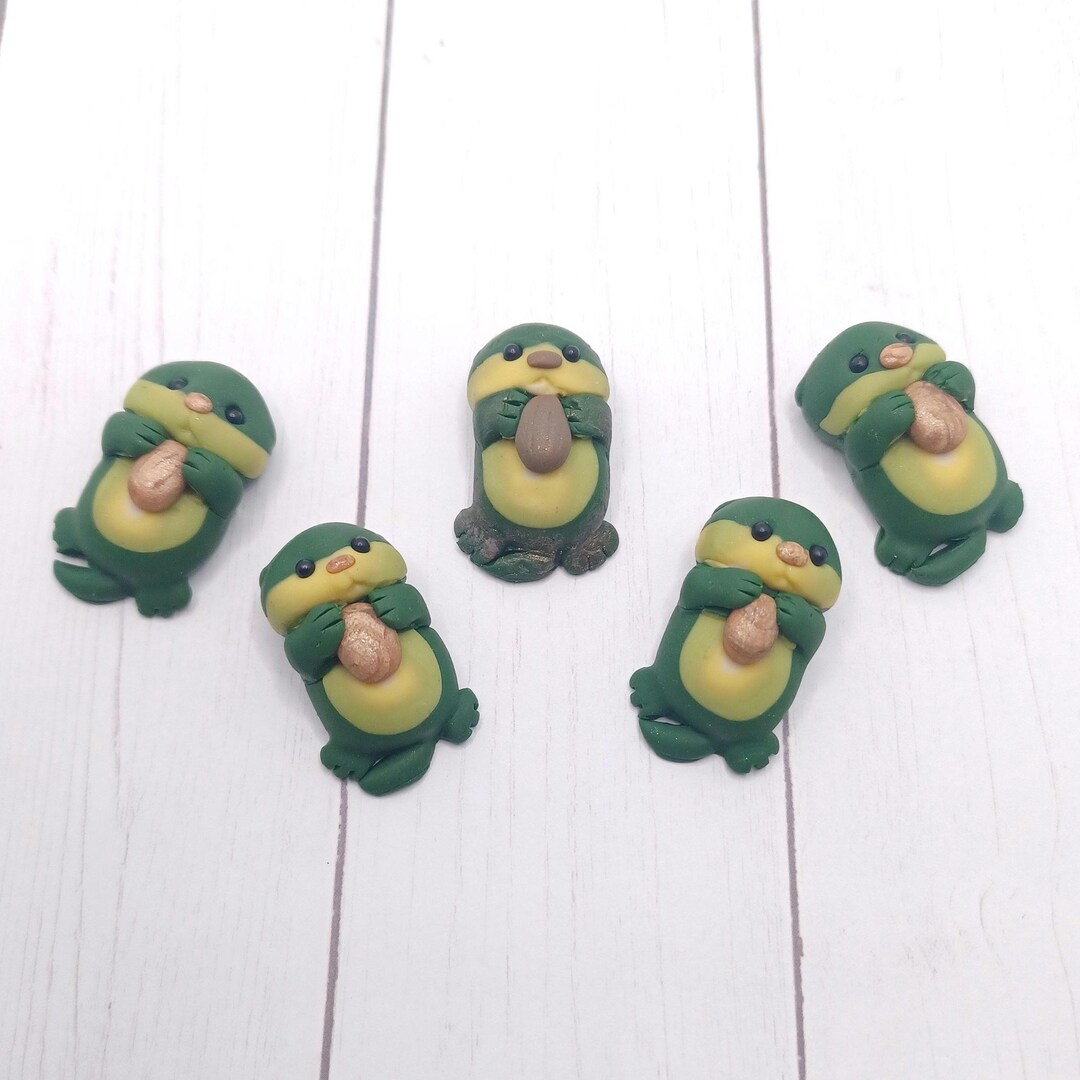 Handmade Clay Avocado Otter: Mini Desk Pet Figurine - Etsy