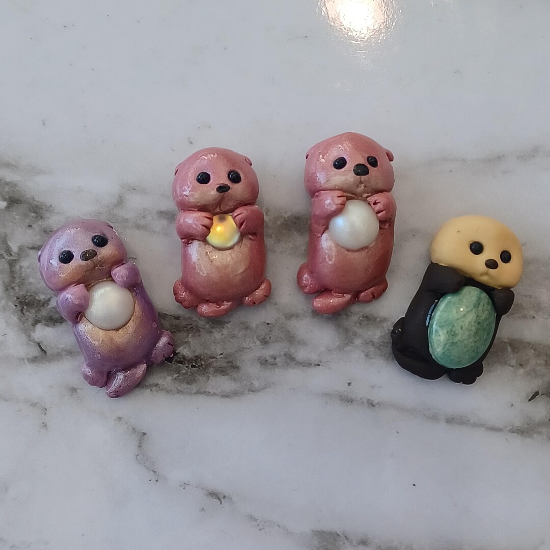 Otter Desk Pet With Pearl or Gem, Shimmer Otter Sea Life, Otter Pocket ...