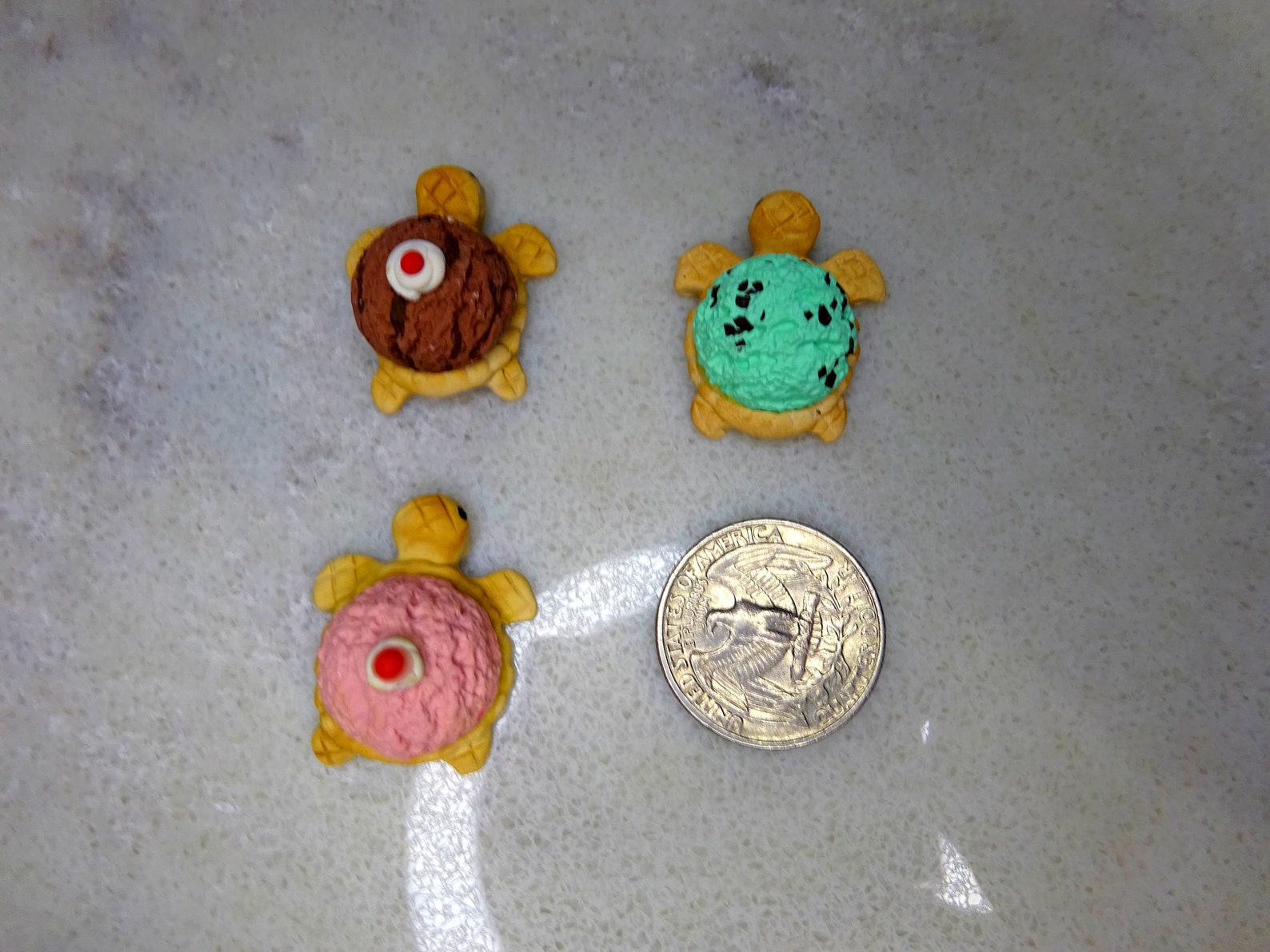 Ice Cream Turtle Desk Pet, Sea Turtle Dessert Miniature, Mini Turtle ...