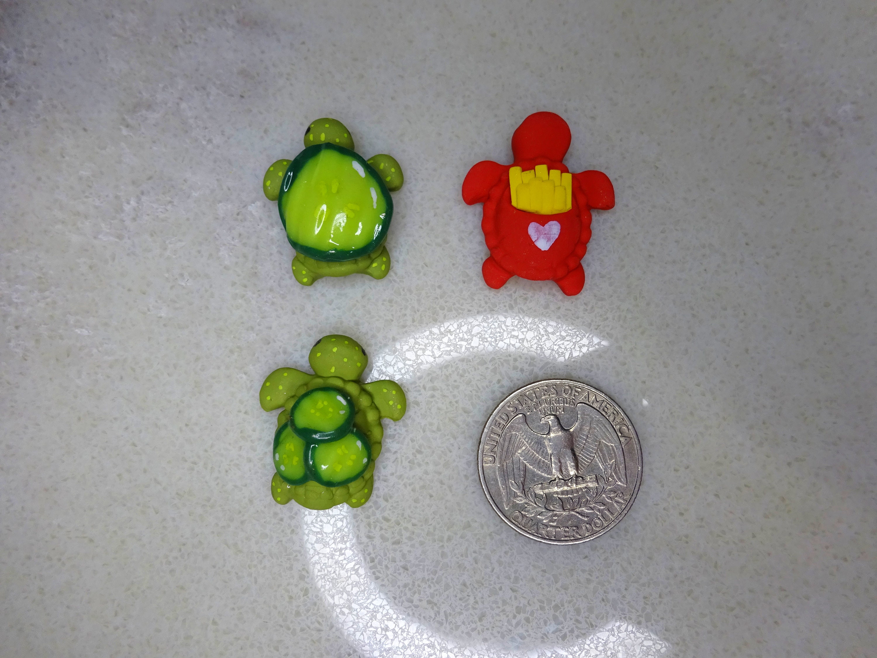 Pickle French Fry Turtle Desk Pet, Fast Food Mini Turtle Figurine ...