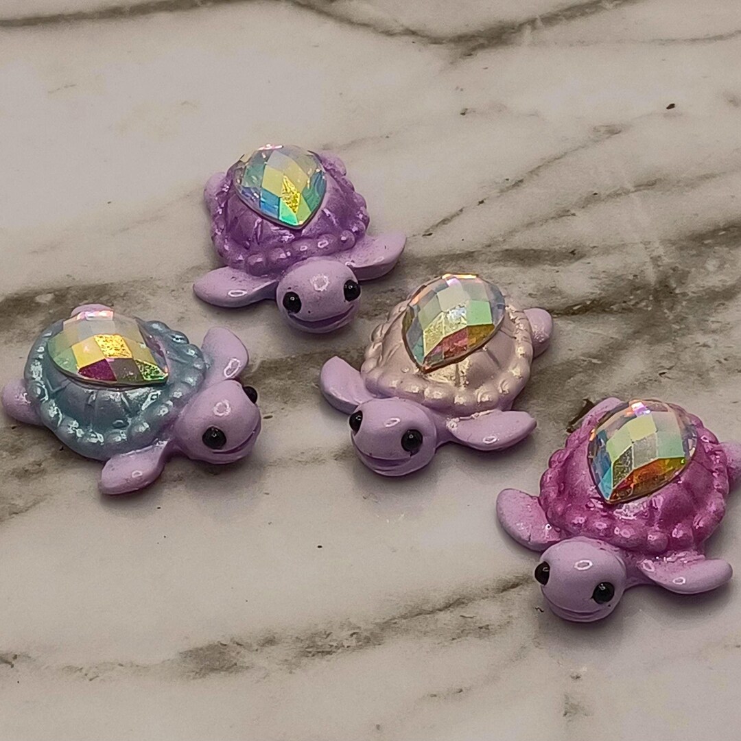 Lilac Crystal Turtle Figurine: Handmade Polymer Clay Desk Pet - Etsy