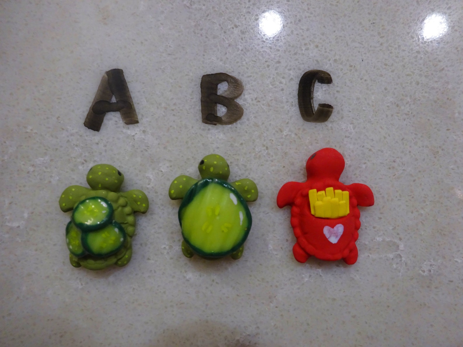 Pickle French Fry Turtle Desk Pet, Fast Food Mini Turtle Figurine ...