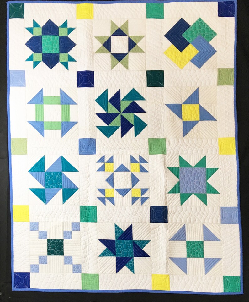 QUILT Block Sampler Quilt Handmade and Freemotion Quilted - Etsy