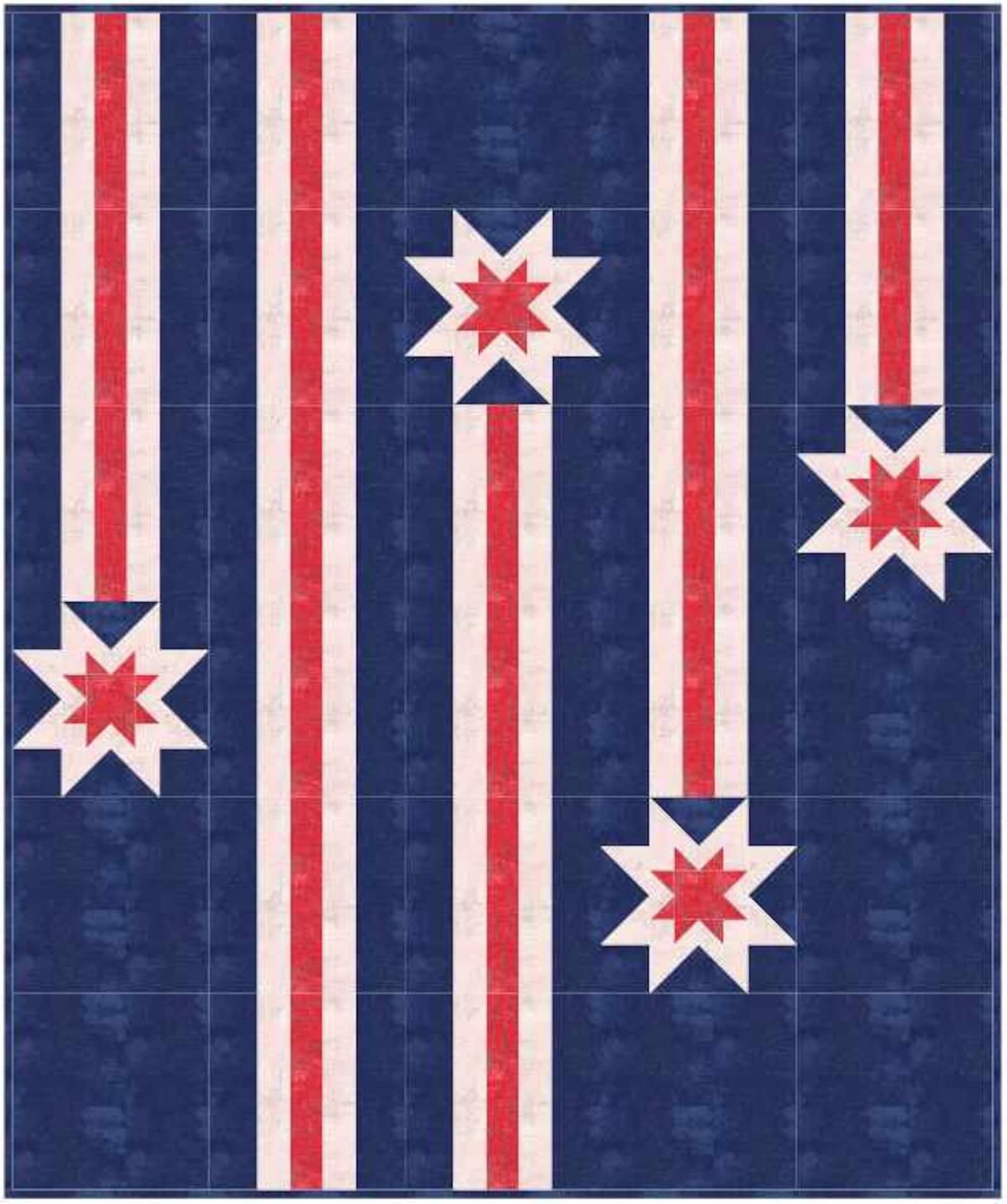 PATTERN - QOV® Ribbons & Stars Quilt Pattern. Finished Size: 60 X 72 ...